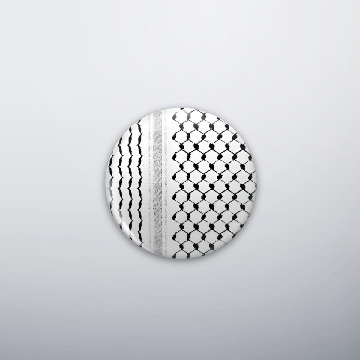 Palestinian Keffiyeh Button Pin – 2.25" Black & White Round Badge ...